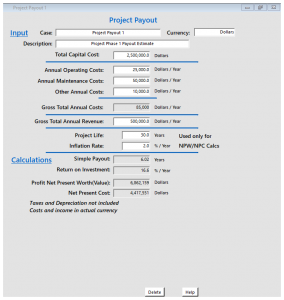 Evaluate Economic Project Payout | Process Engineering ToolS